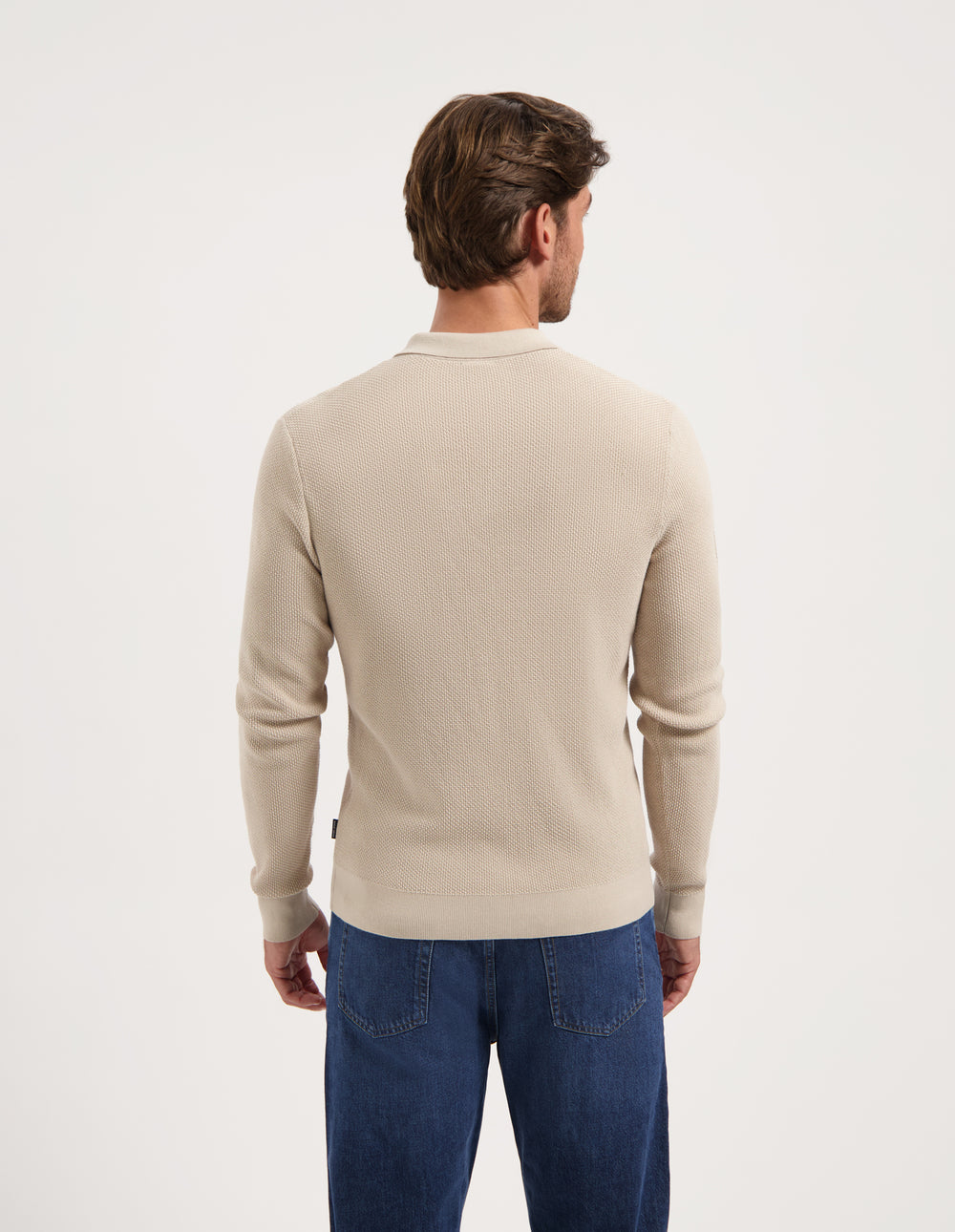 Saint Steve Beige Longsleeve Polo Knit voor Heren | GUNTHER - SAND ...