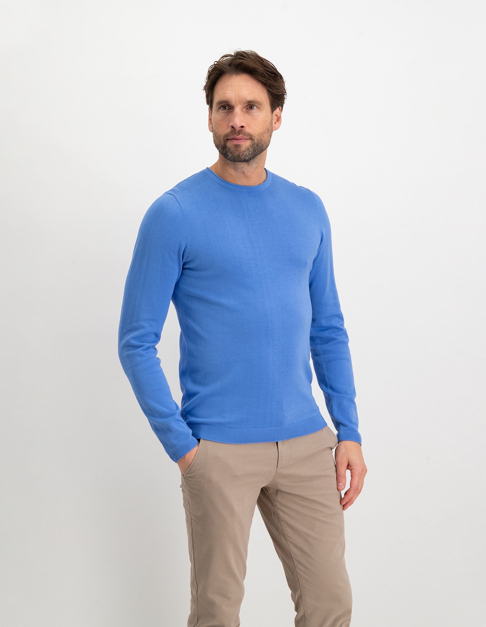 Saint Steve Sweater Men | Sander Mid Blue